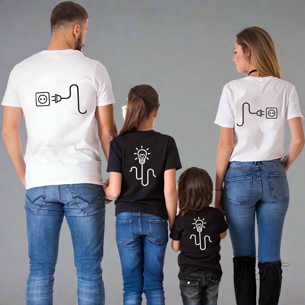 Matching Family "Plug & Lightbulb" T-Shirt Set – Unique Family Connect – dresslikemommy.com