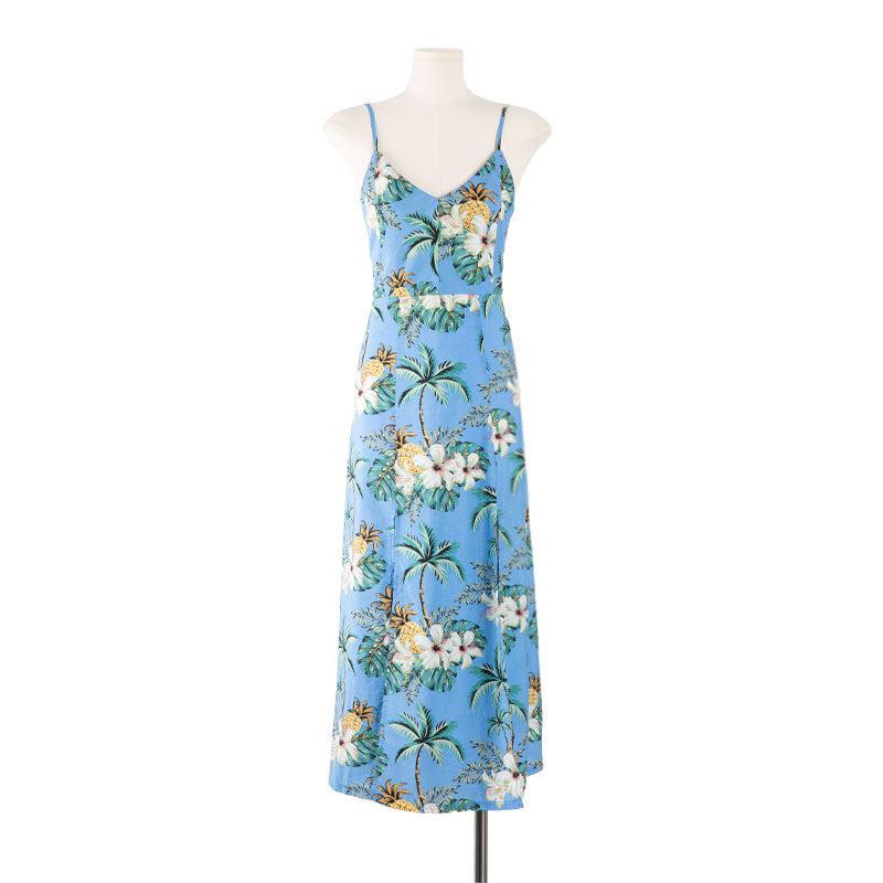 Family Matching Beach Dress and Shirt Set - Light Blue Floral Hawaiian ...