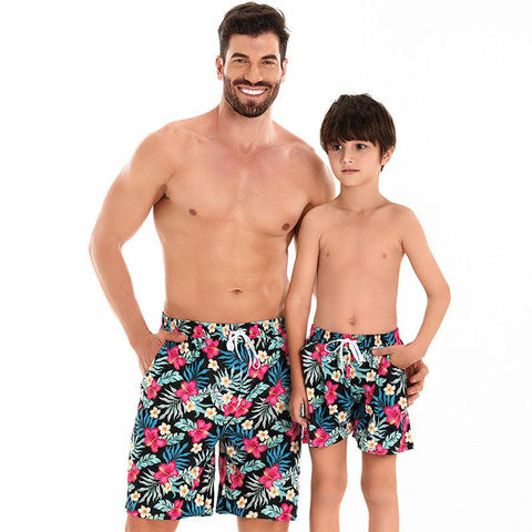 Father and Son Matching Swim Trunks - Classic Paisley Pattern in Blue ...