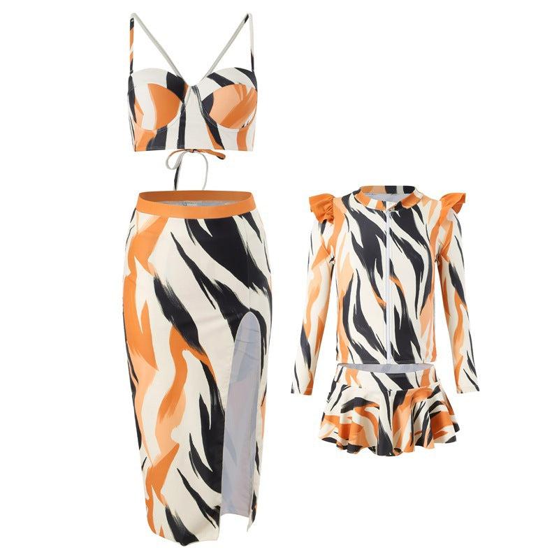 Mother & Daughter Matching Swim Set - Abstract Print Two-Piece High-Wa ...