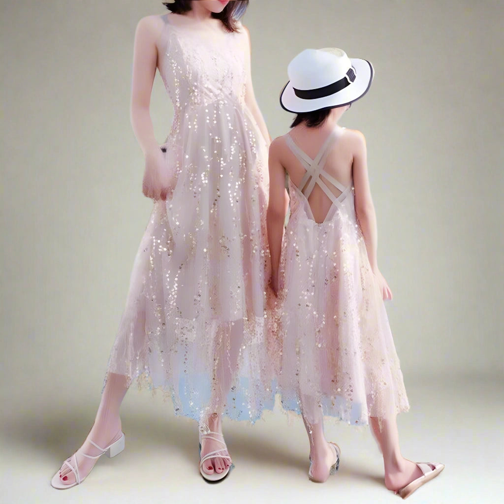 Matching Sequin Lace Tulle Dresses with Crisscross ... | DLM – Dress ...