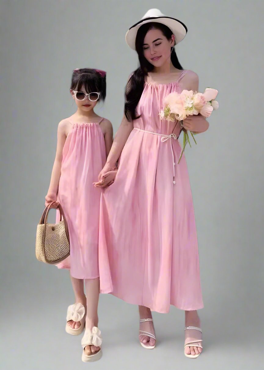 Matching Pink Sleeveless Summer Dress Elegant Sundr... | DLM – Dress ...