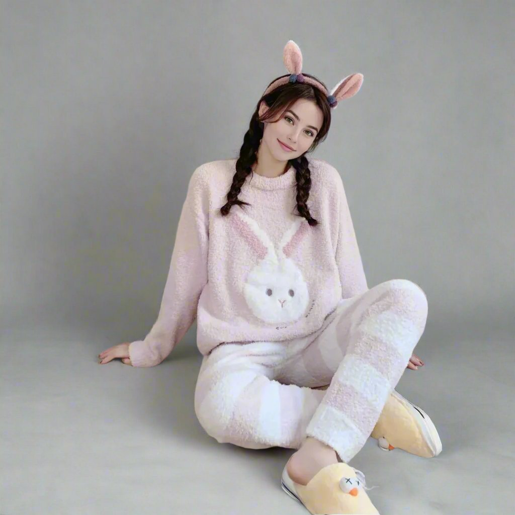 Matching Family Fluffy Bunny Loungewear Set – Cozy Pink Pajamas ...